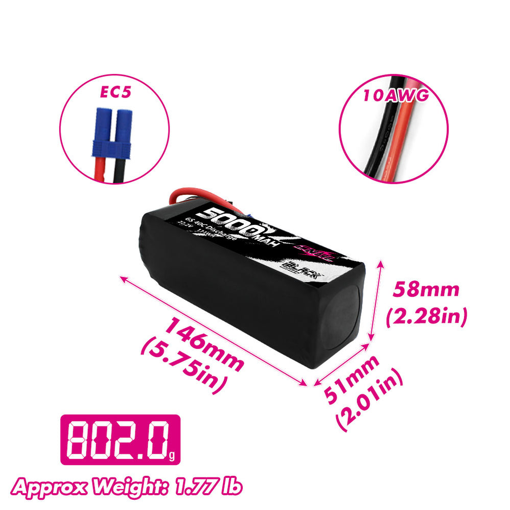 6s 5000mAh Lipo Battery | 5000mah 6s Lipo 22.2V | High Performance 6s ...