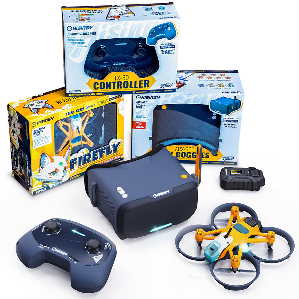 HISINGY Firefly FPV RTF Kit Drone + TX-50 Controller + ARX-300 Goggle ...