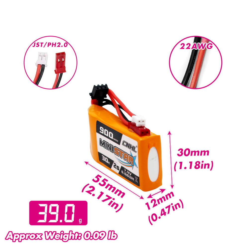 CNHL MiniStar 900mAh 2S LiPo (2 Pack) – Best Axial SCX24 Battery ...