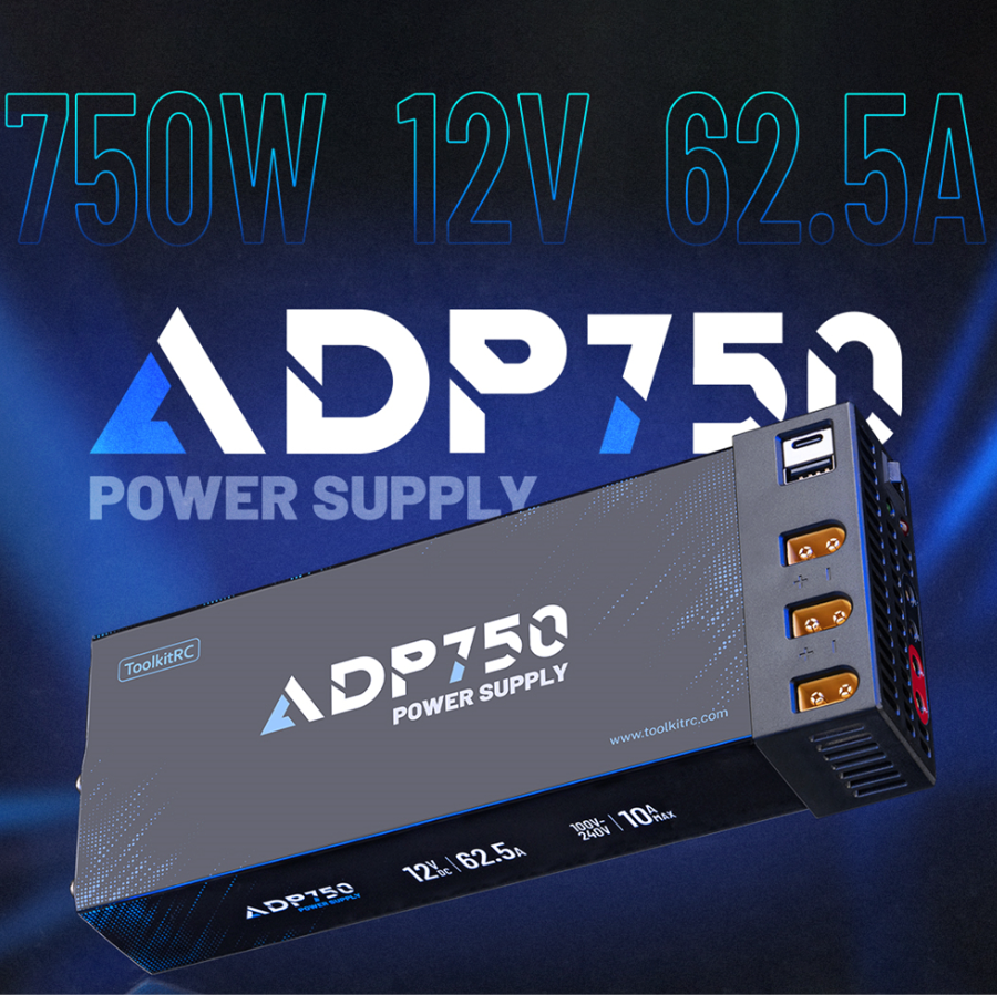 ToolkitRC ADP750 750W 12V 62.5A RC Power Supply | XT60, USB-C PD, Multi ...